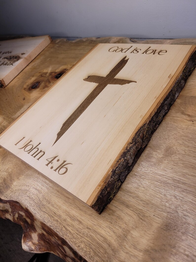 God is Love Sign, Live Edge Sign, Christian Sign, Bible Verse Decor ...