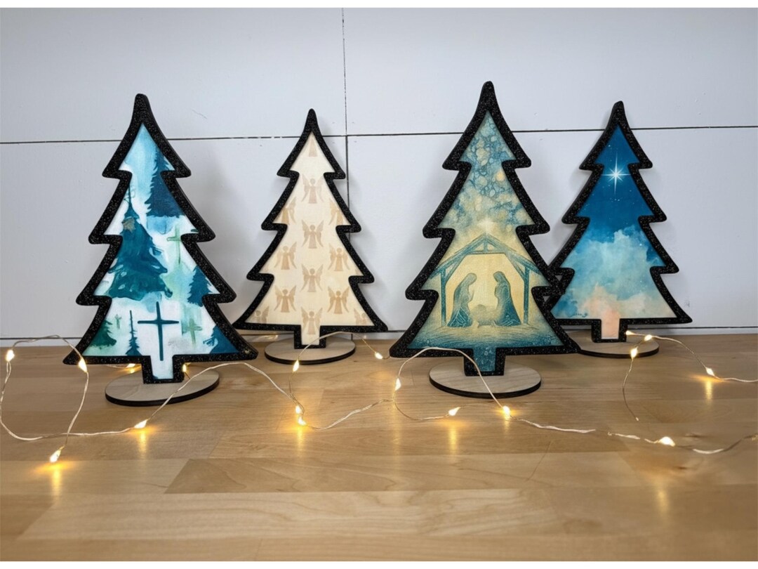 Nativity Christmas Trees | Nativity Scene Decor | Small Wooden Laser ...