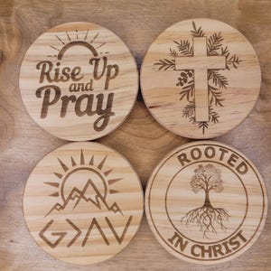 Laser Engraved Christian Wood Coasters - Set of Four - Etsy