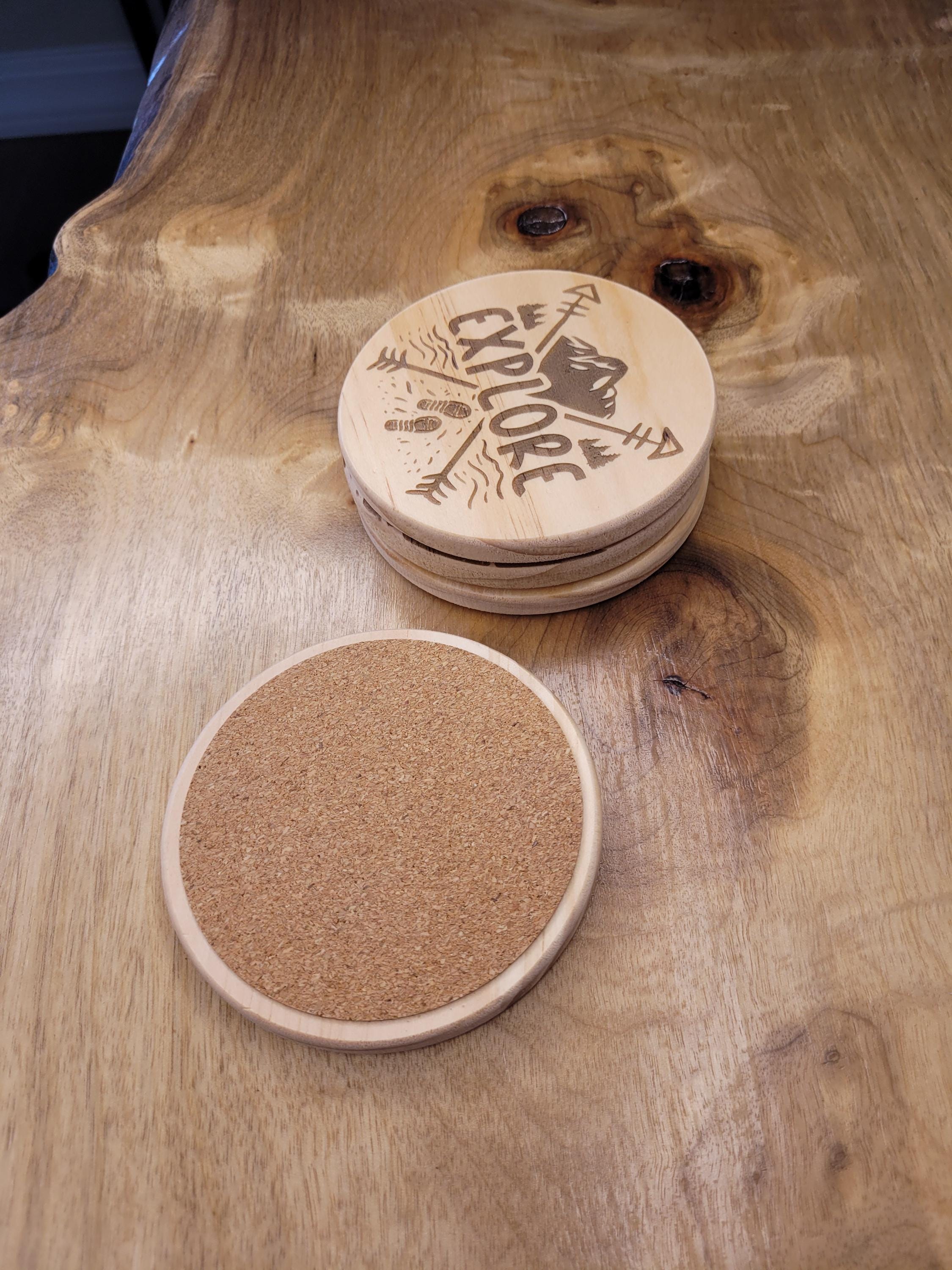 Laser Engraved Nature Themed Wood Coasters - Set of Four - Etsy