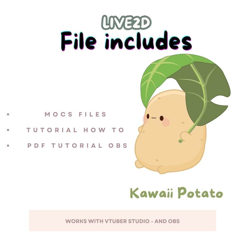 Kawaii Potato Vtuber Model Premade, Ready to Use Vtuber Model, Vtuber ...