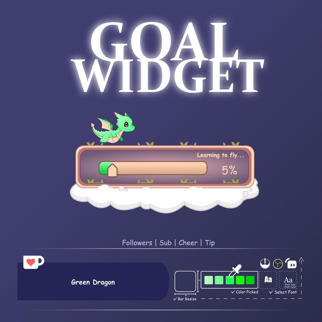 Dragon Goal Widget for Twitch, Twitch Goal Widget, Twitch Goal Widget ...