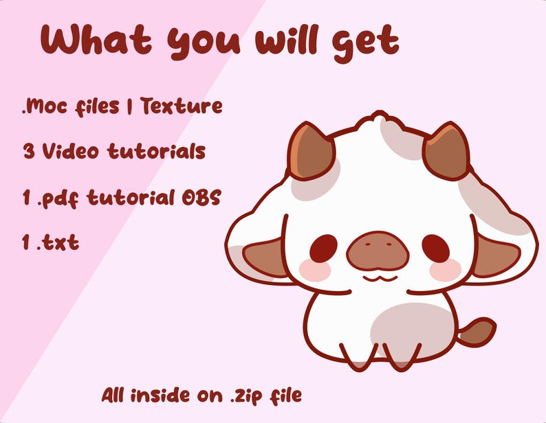 Kawaii Cow Vtuber Model Premade, Ready to Use Vtuber Model, Vtuber ...