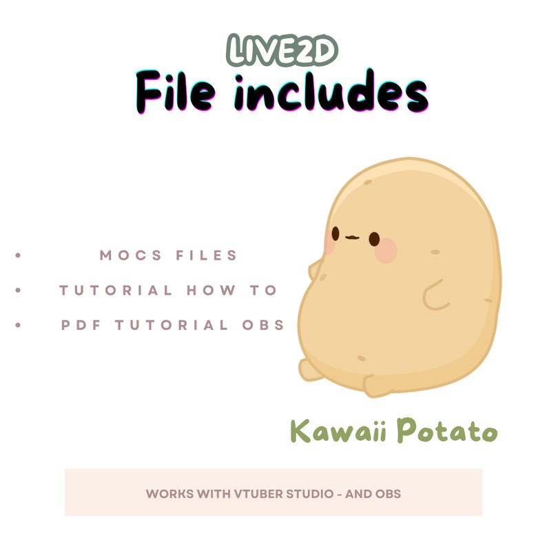 Kawaii Potato Vtuber Model Premade, Ready to Use Vtuber Model, Vtuber ...