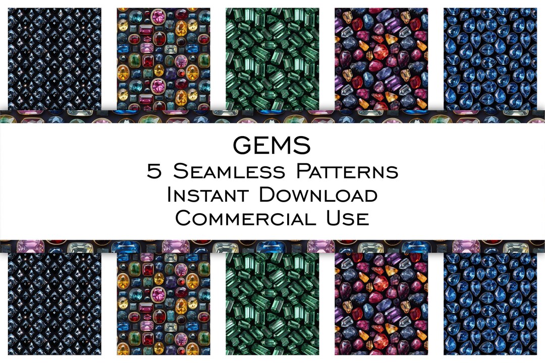 Digital Paper, Gems Seamless Pattern, High Quality and Realistic ...