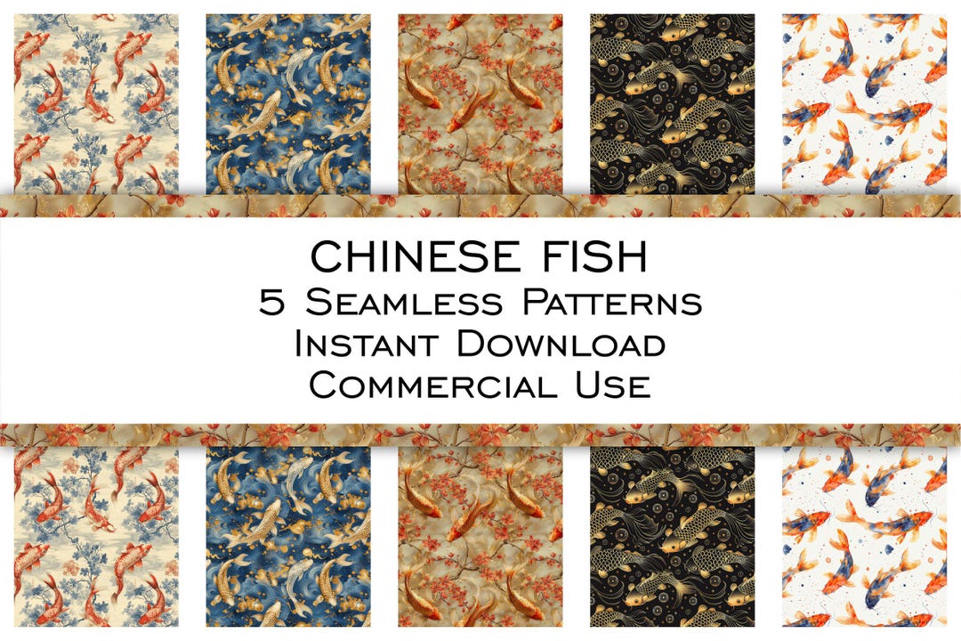 Digital Paper, CHINESE FISH Pattern Seamless, High Quality Images of ...