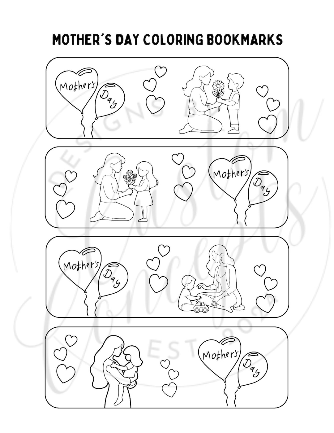 Fun Mother's Day Coloring Bookmark Printable Worksheet - Etsy Australia