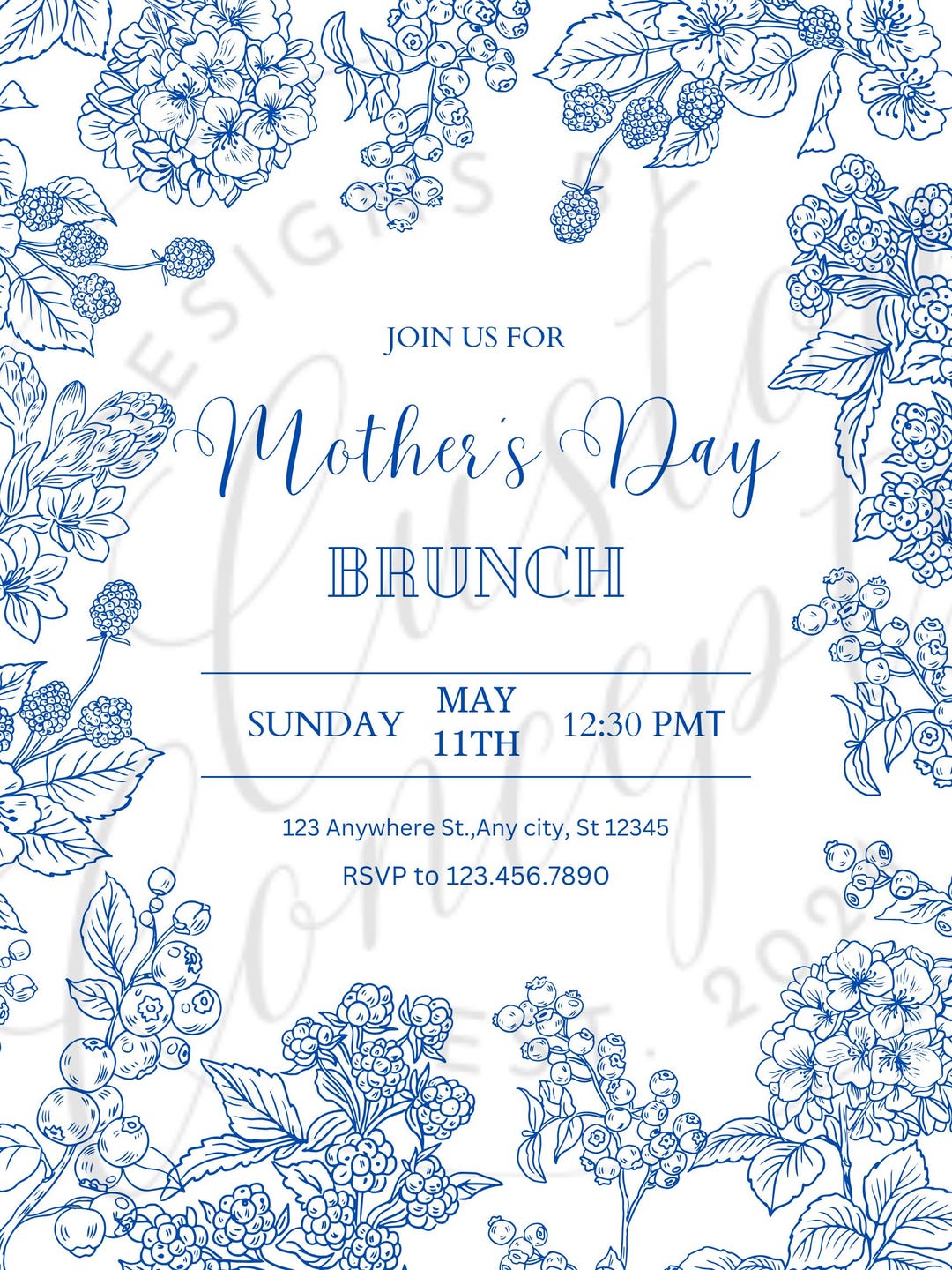 White and Blue Classic Refined Family Mother's Day Poster - Etsy