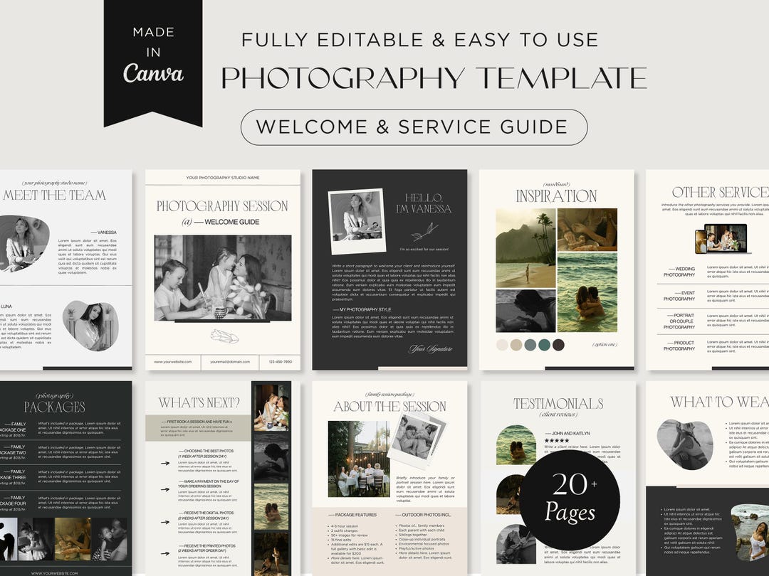 Photography Welcome Guide Editable Canva Template Pricing Client Guide ...