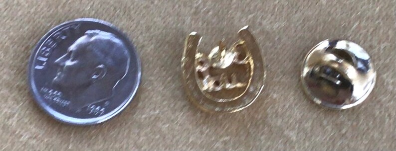 Gold tone Horseshoe Good Luck Tac Pin Vintage L1 | Etsy