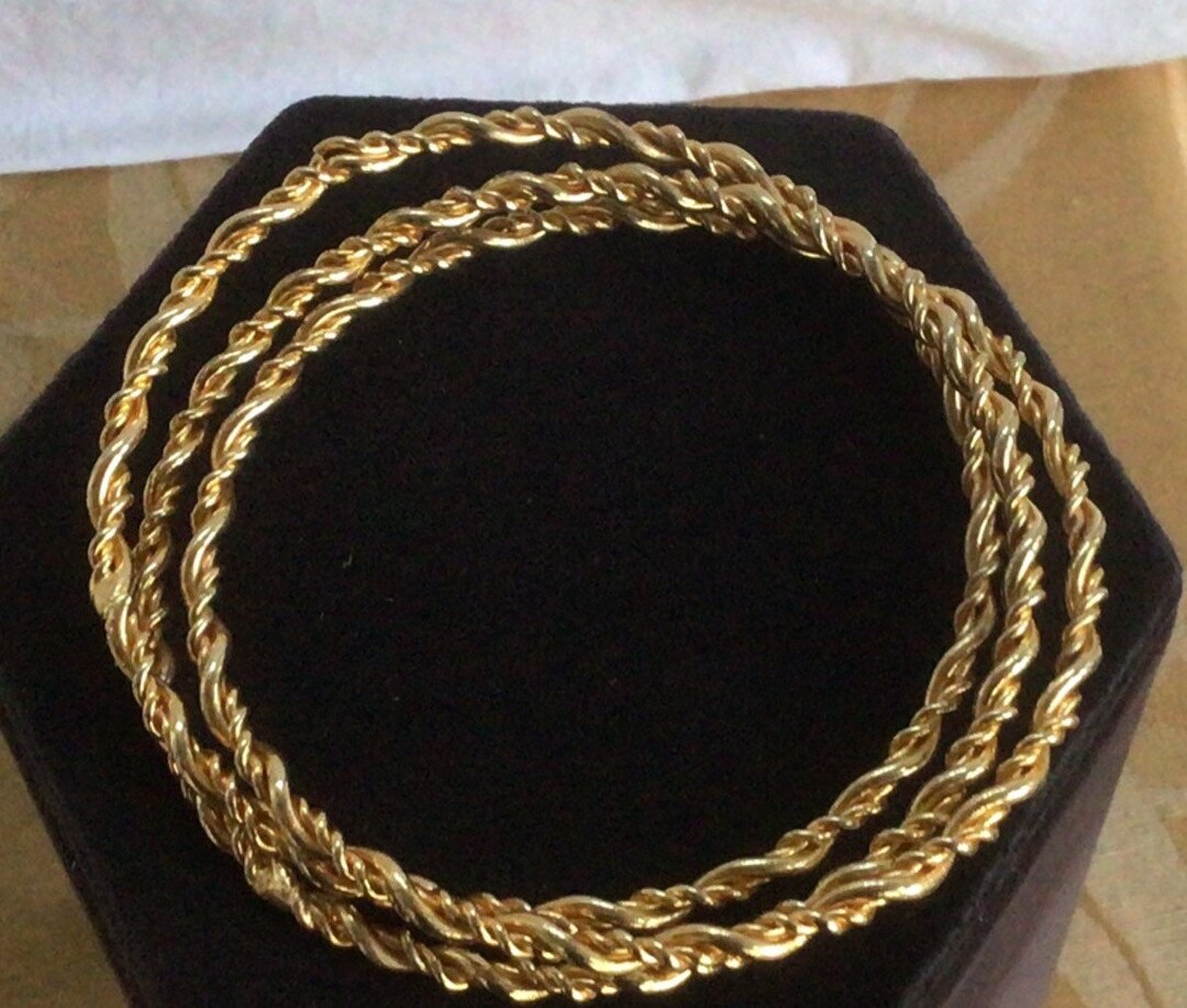 Gold Tone Twisted Interlocking Bangles 3, Vintage - Etsy