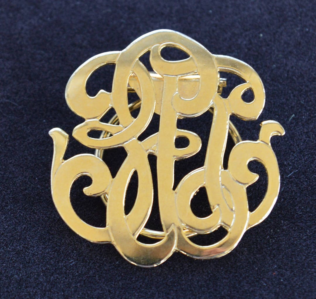 Gold Tone Monogram Scarf Clip, Vintage (Q15) - Etsy
