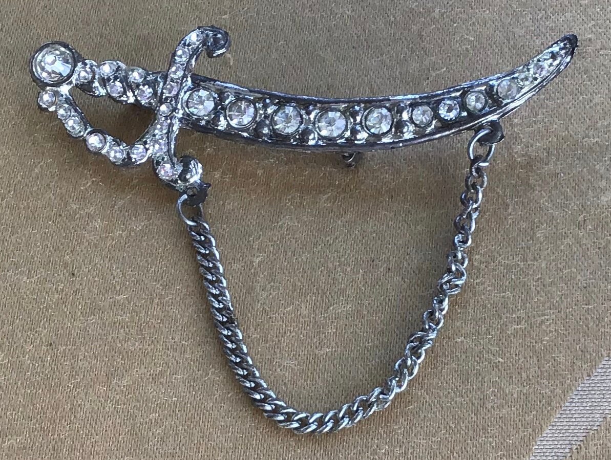 Rhinestone Sword Brooch Pin Vintage Silver Tone W12 - Etsy UK