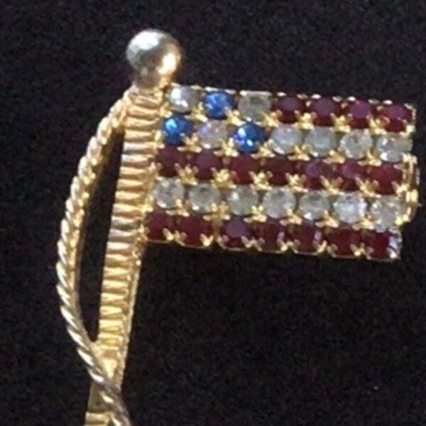 Rhinestone Flag Pin - Etsy