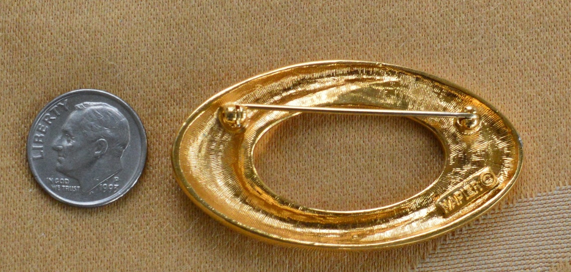 NAPIER Gold Tone Oval Brooch Pin Vintage D15TB - Etsy