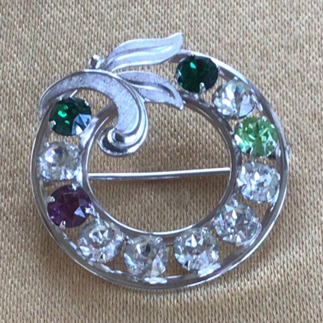 VAN PELL Rhinestone Sterling Silver Circle Brooch, Pin, Vintage AF9 - Etsy
