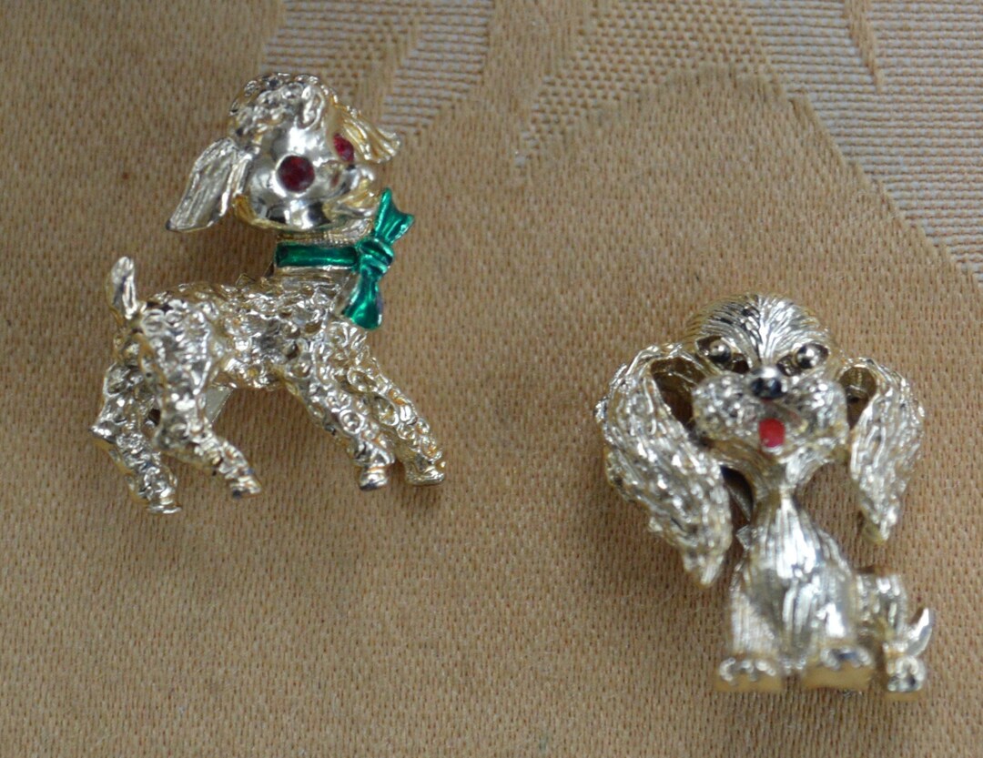 Gold Tone Poodle, Cocker Spaniel Dog Scatter Pins (2) Vintage (J4) - Etsy