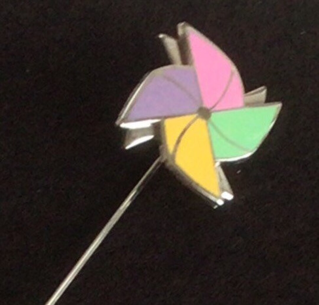 Colorful Enamel Pinwheel Stick Pin, Silver Tone, Vintage B3 - Etsy
