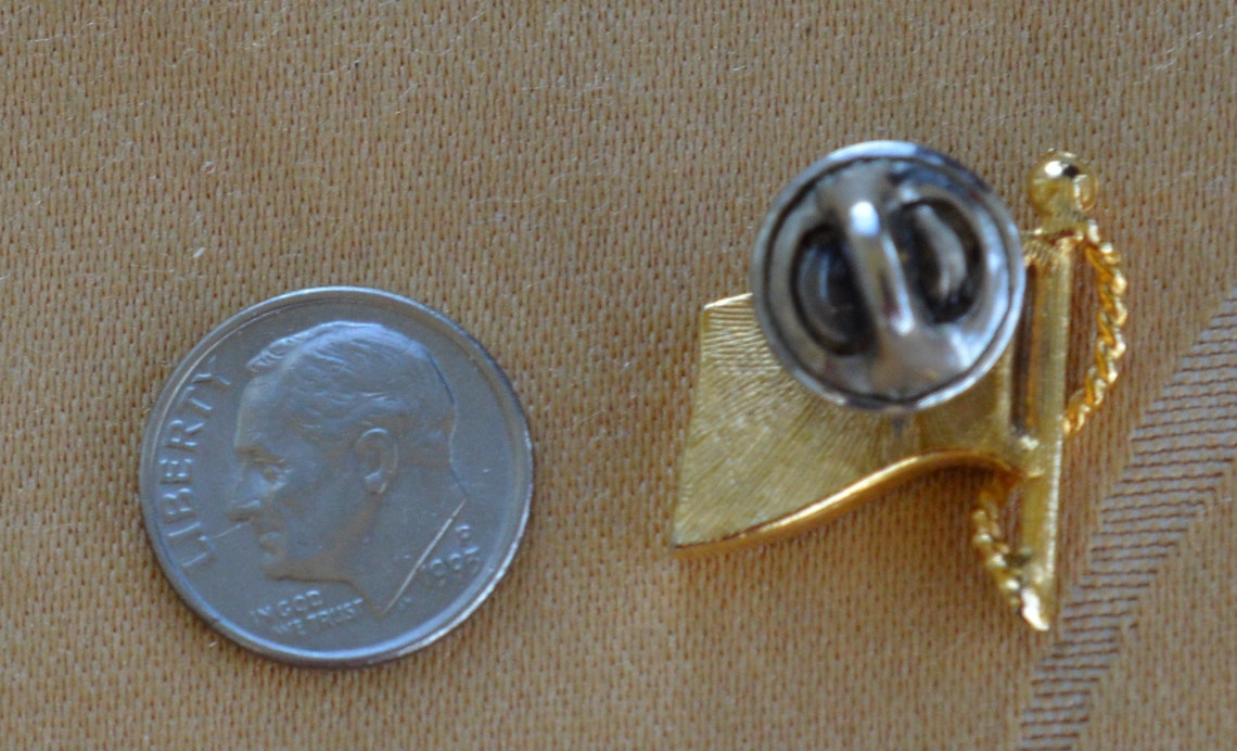 American Flag Tac Pin Gold Tone Vintage USA Jewelry | Etsy