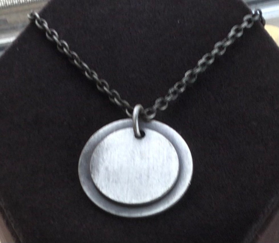 Pewter Tone Double Disc Pendant Necklace, Vintage, 28” (AL7) - Etsy