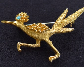 Gold Roadrunner Pin - Etsy