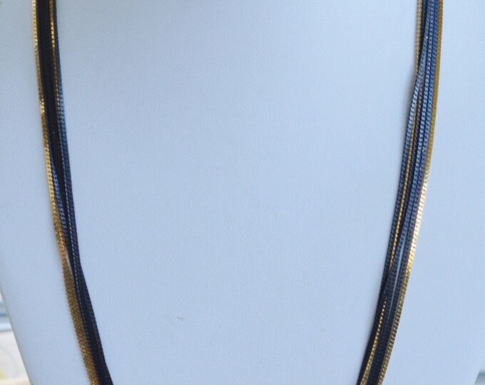 Pretty Vintage Black Gold Tone Multi-strand Herringbone Chain - Etsy