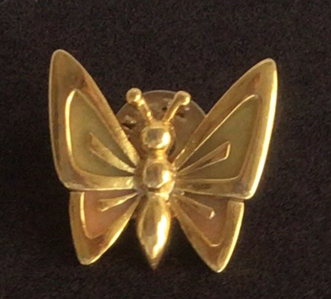 Brown, Beige Butterfly Tac Pin, Gold Tone, Vintage (Z12) - Etsy