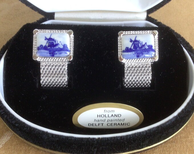 SWANK Delft Dutch Windmill Cuff Links, Silver Tone, Vintage - Etsy