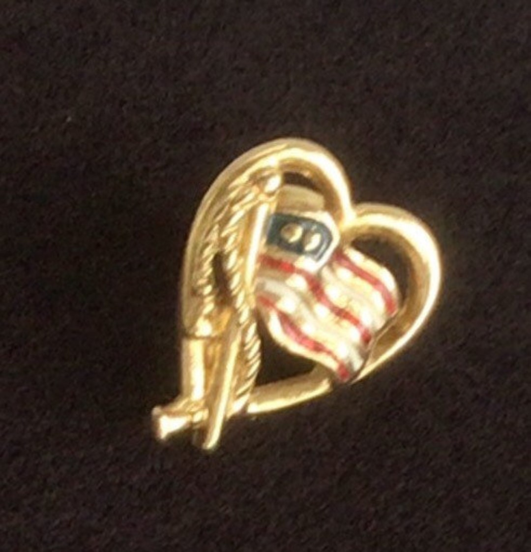 Avon USA Flag, Heart Tac Pin, Gold Tone, Vintage (L15) - Etsy