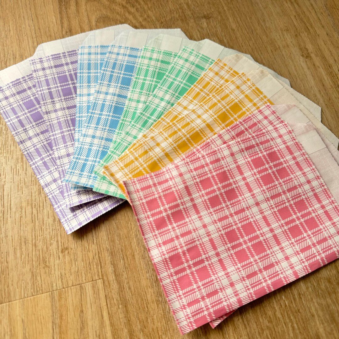 10 Piece Vintage Inspired Plaid Flat Paper Bags - Vintage Paper ...