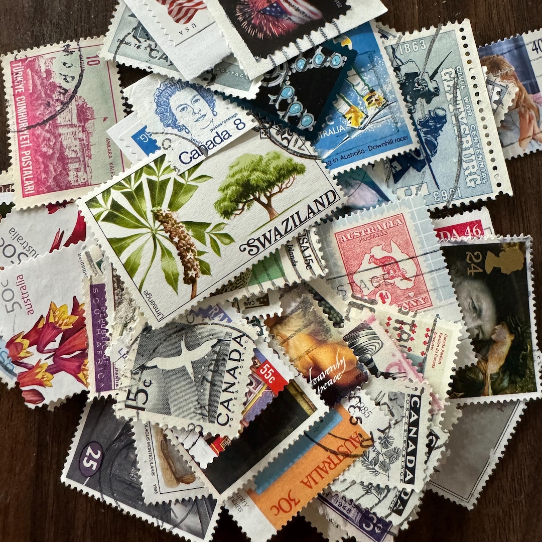 25 - Used Vintage International Postage Stamps - Vintage Ephemera - Etsy
