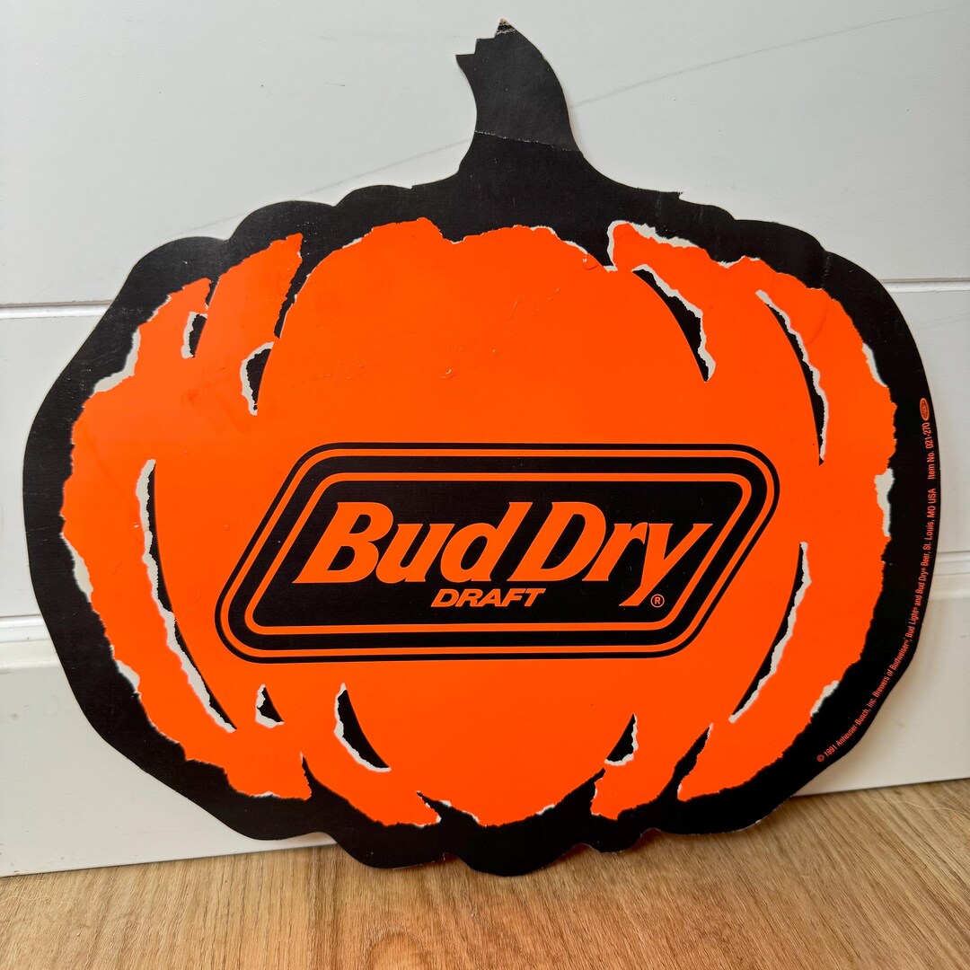 Vintage 1991 Budweiser Bud Dry Draft Halloween Pumpkin Advertisement ...