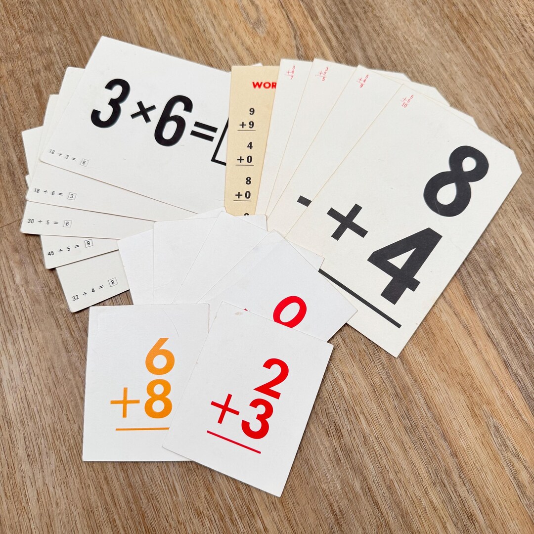 16 Assorted Vintage Math Flash Cards - Vintage Paper Ephemera - Junk ...