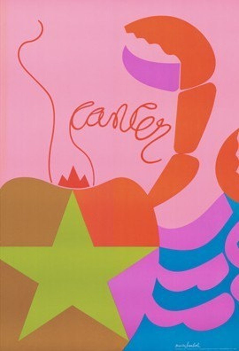 FIRST PRINTING of 1969 Vintage Zodiac Poster Cancer sold by - Etsy