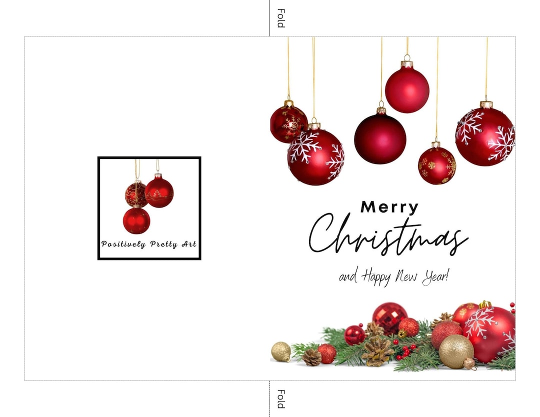 Printable Christmas Ornaments Greeting Card Digital Greeting Card Merry ...