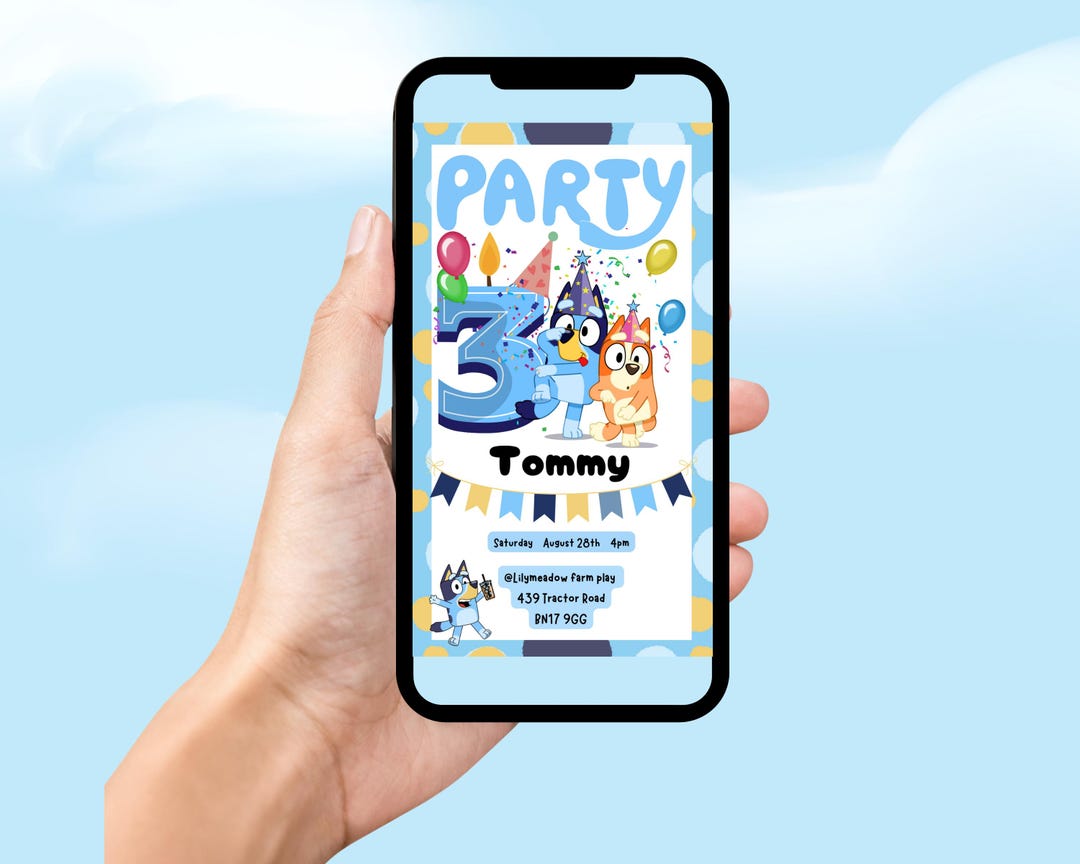 Bluey Third Birthday, Bluey Invite - Etsy