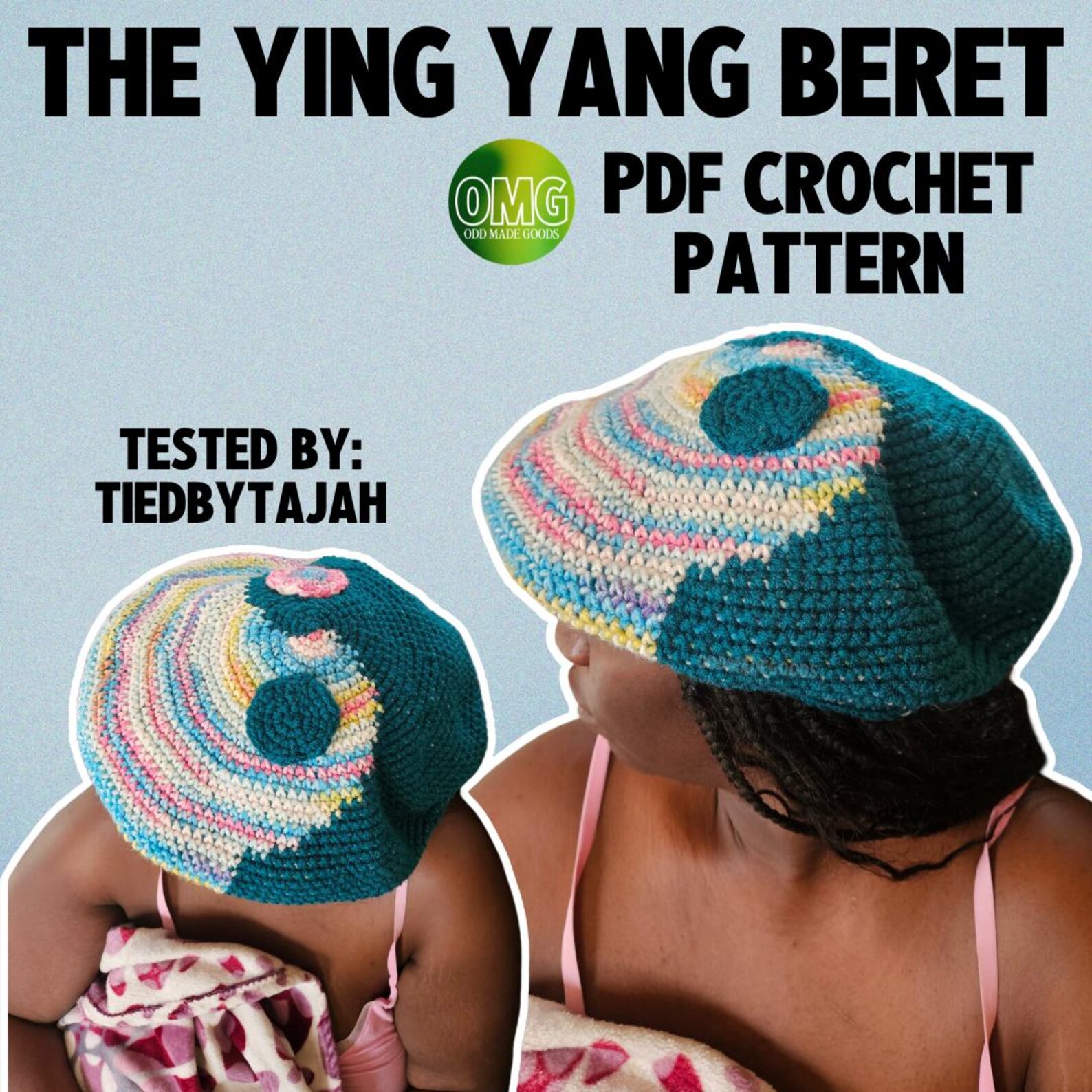 Crochet Yin Yang Beret PDF Pattern | 90's Retro Hat Design | Crochet ...