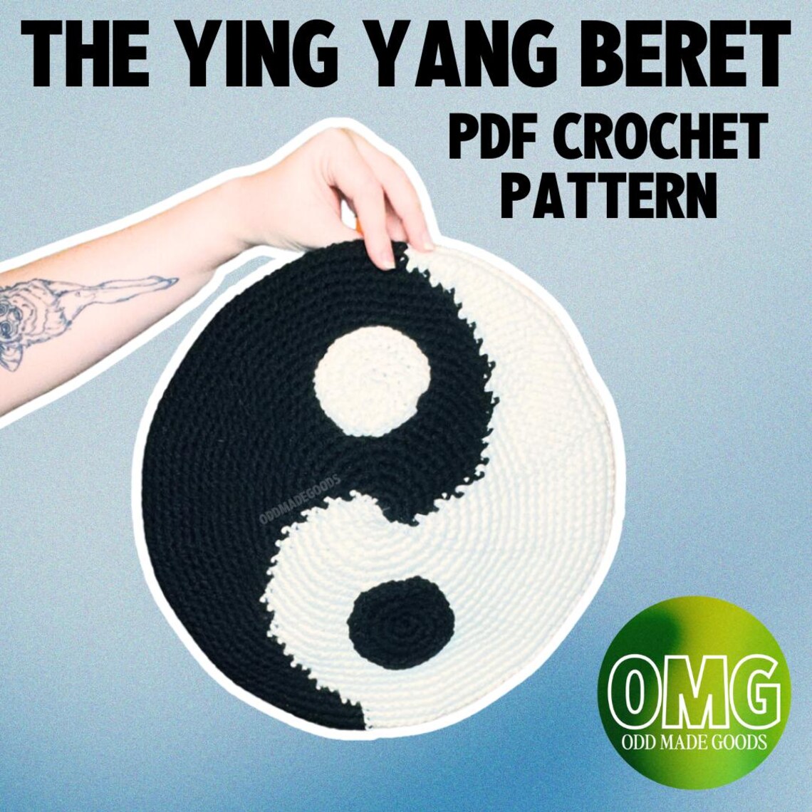Crochet Yin Yang Beret PDF Pattern | 90's Retro Hat Design | Crochet ...