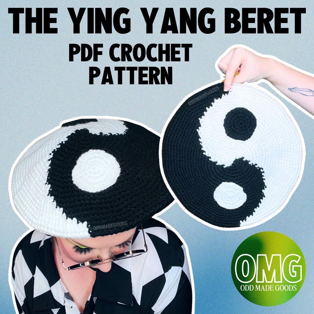 Crochet Yin Yang Beret PDF Pattern | 90's Retro Hat Design | Crochet ...