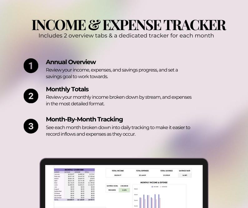 Income and Expense Tracker Template for Google Sheets, Customizable ...
