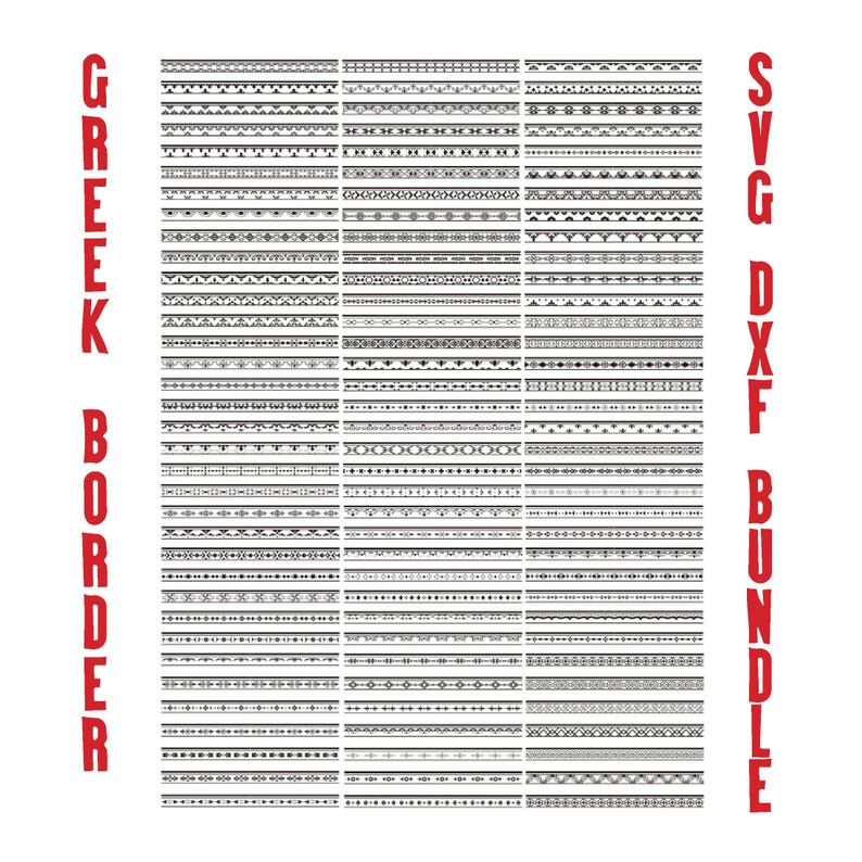 Greek Border Pattern Bundle SVG | Ancient Greek Key Meander Borders ...