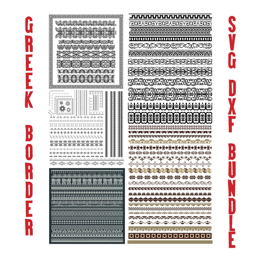 Greek Border Pattern Bundle SVG | Ancient Greek Key Meander Borders ...