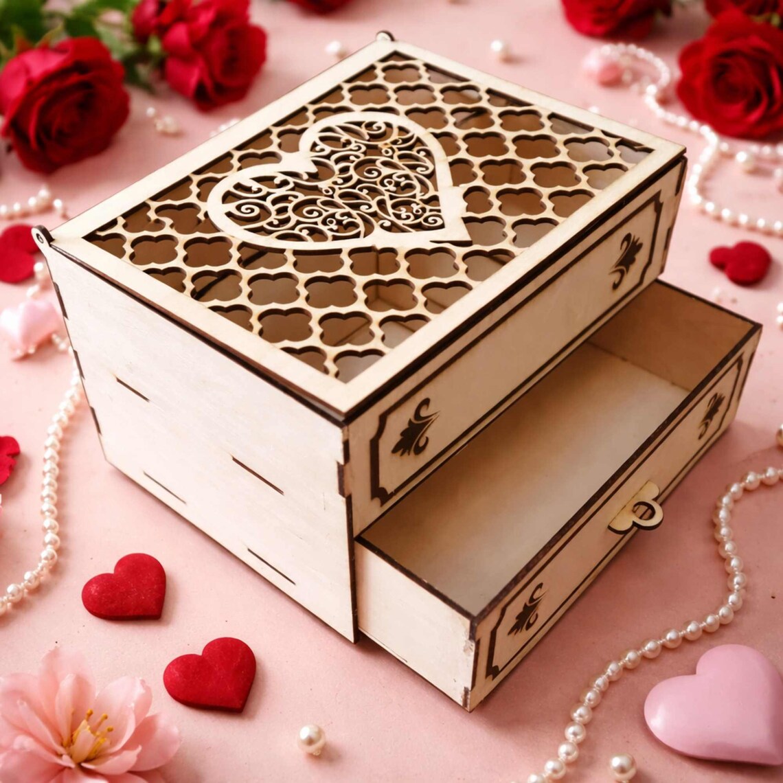 Small Jewelry Box With Drawer SVG DXF | 3 Mm Laser Cut Jewelry Storage ...