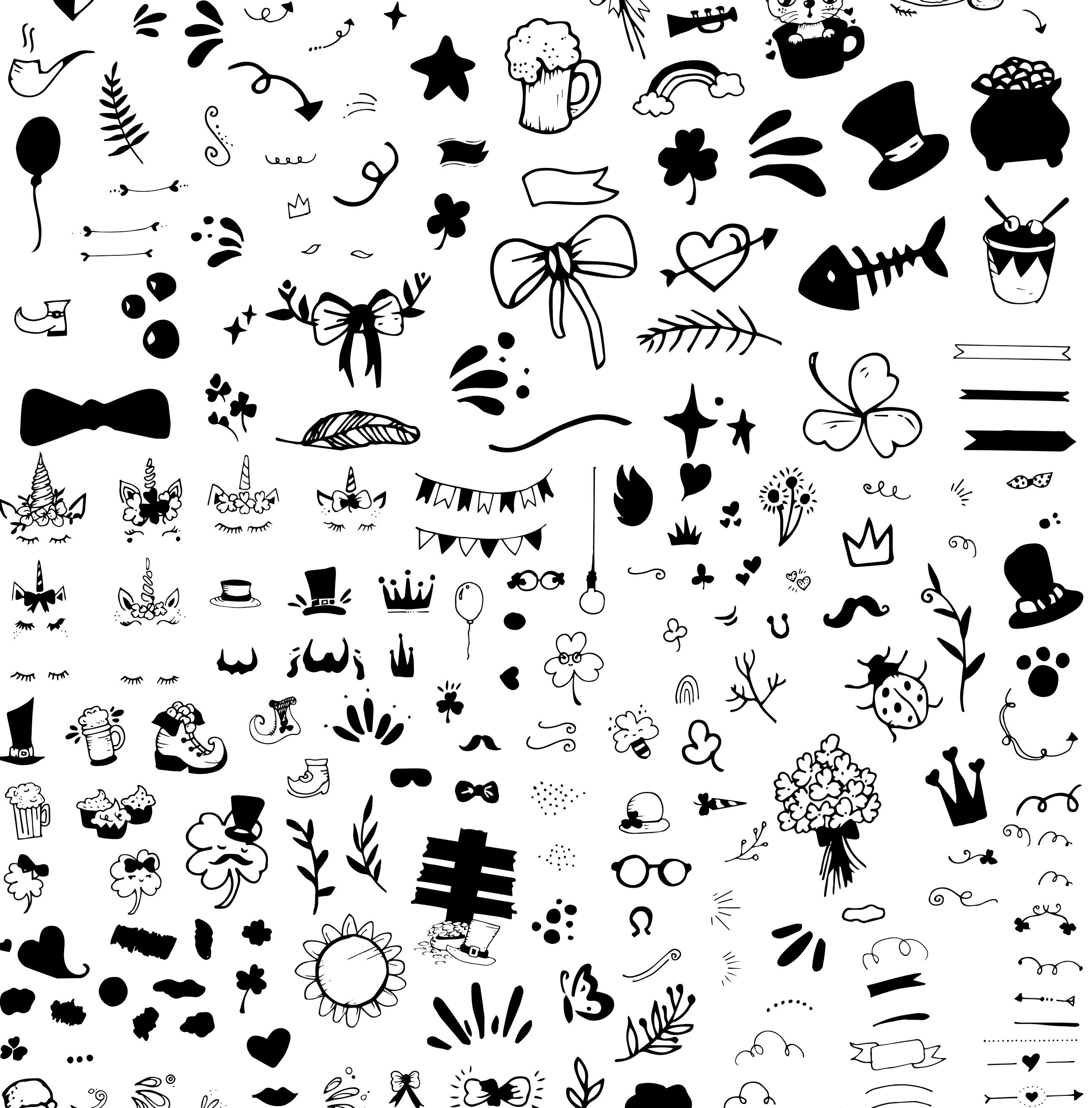 7000 SVG PNG Outline Clipart Outline Doodle for Laser Engrave Lightburn ...