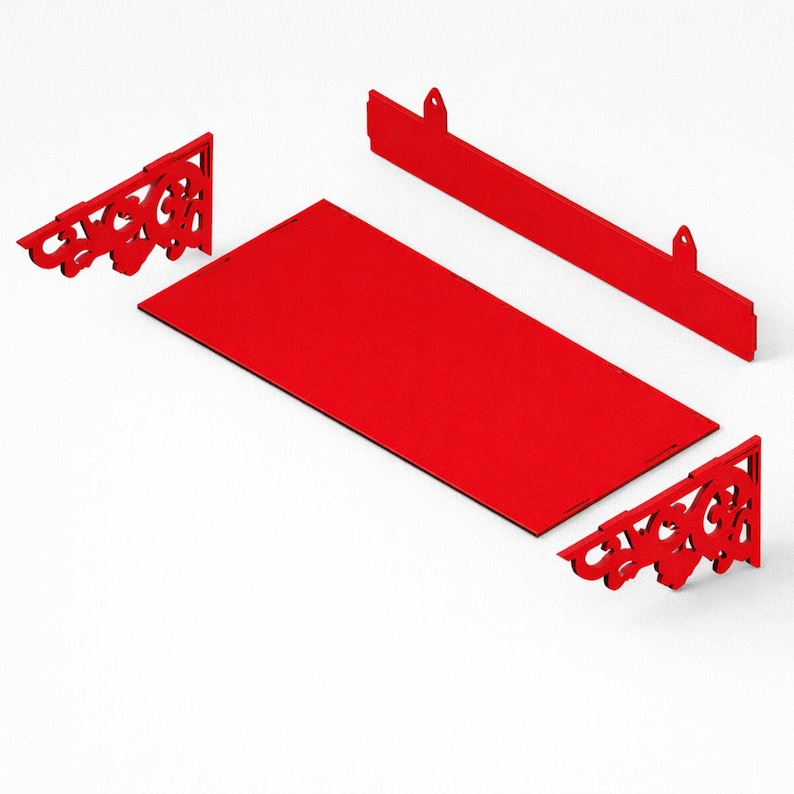 Floating Shelf Laser Cut SVG DXF Files | 40x20 Cm Wall Shelf Template ...