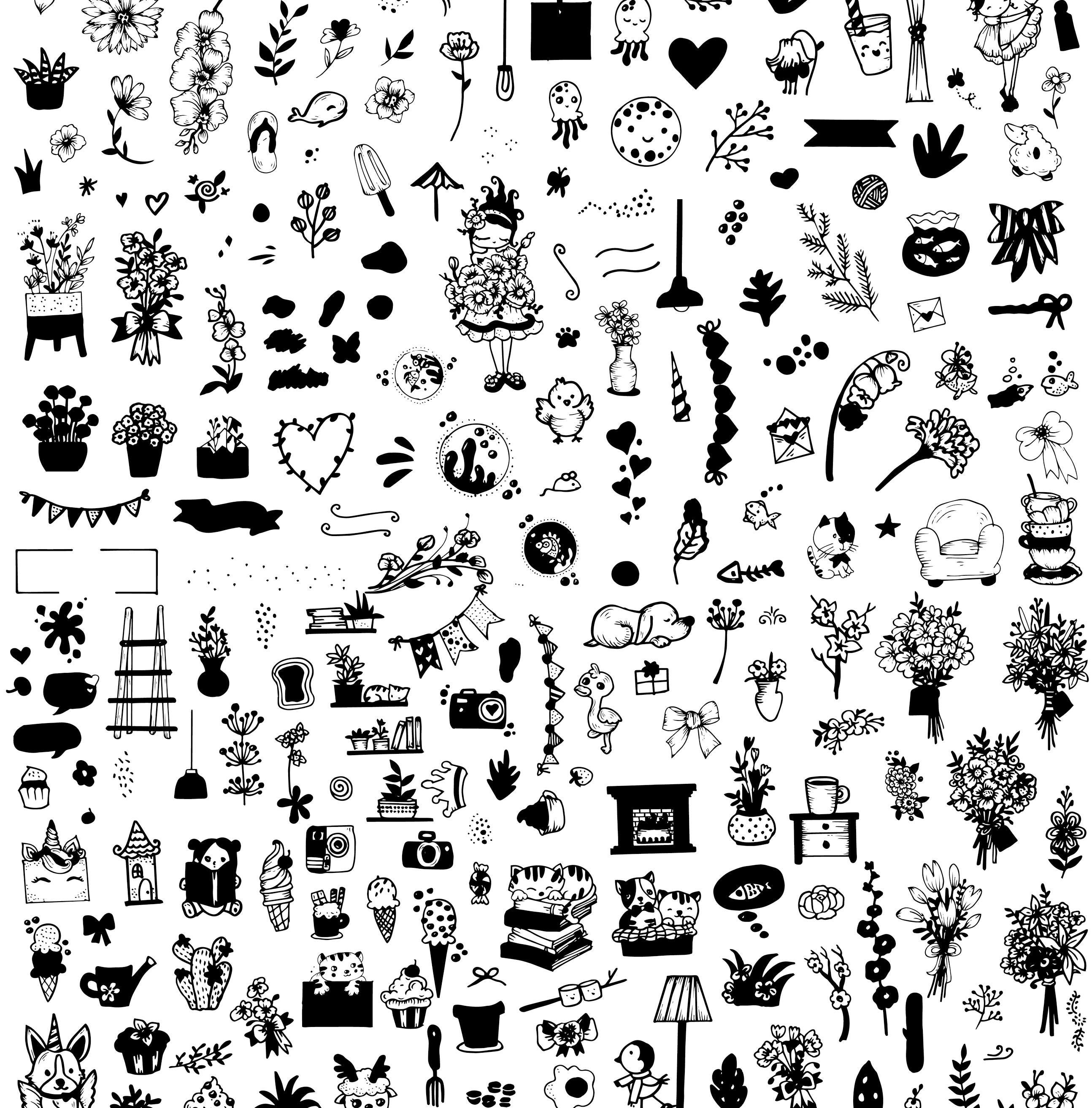 7000 SVG PNG Outline Clipart Outline Doodle for Laser Engrave Lightburn ...