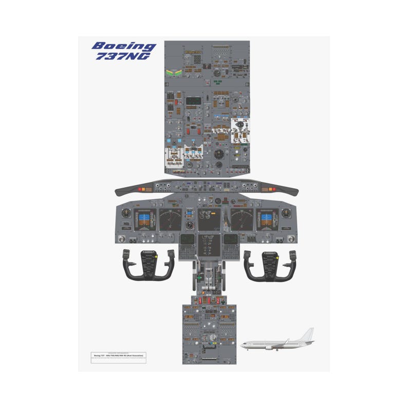 Boeing B737NG Airplane Cockpit Layout Matte Vertical Posters 36x48 Inch ...