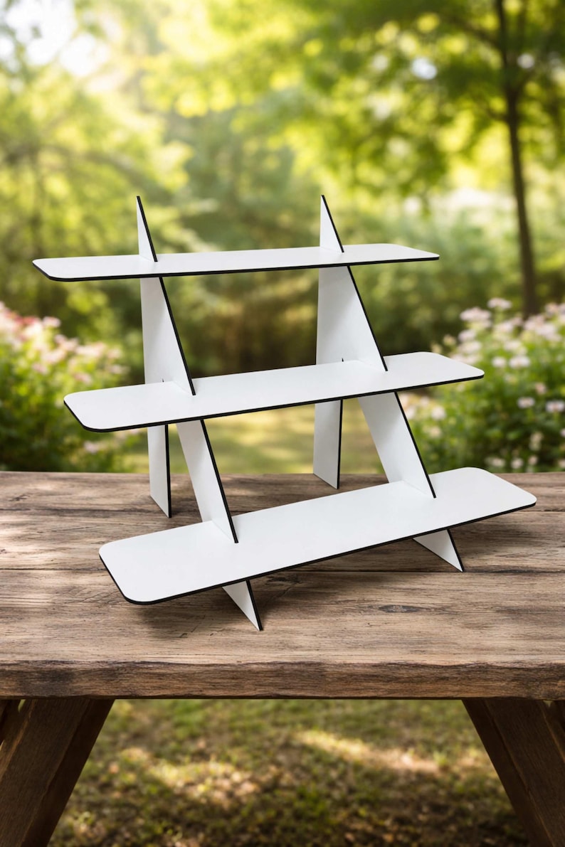 Three Tier Display Stand SVG DXF | Plywood MDF Acrylic Laser Cut Shelf ...