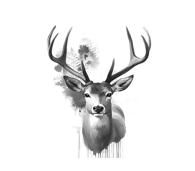 50 Deer Grayscale PNG JPG Images for Laser Engraving | Stag Buck ...