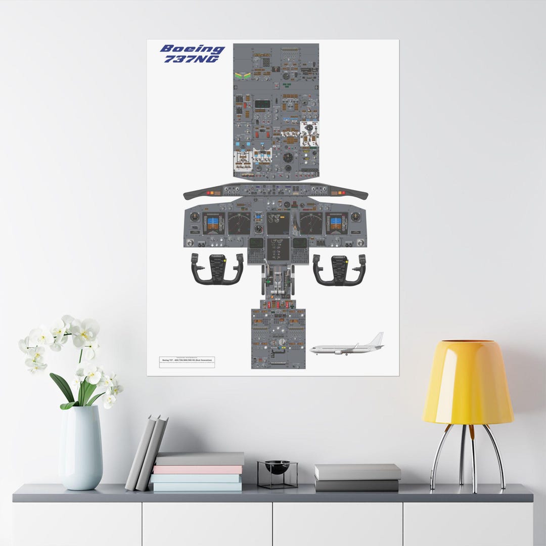 Boeing B737NG Airplane Cockpit Layout Matte Vertical Posters 36x48 Inch ...